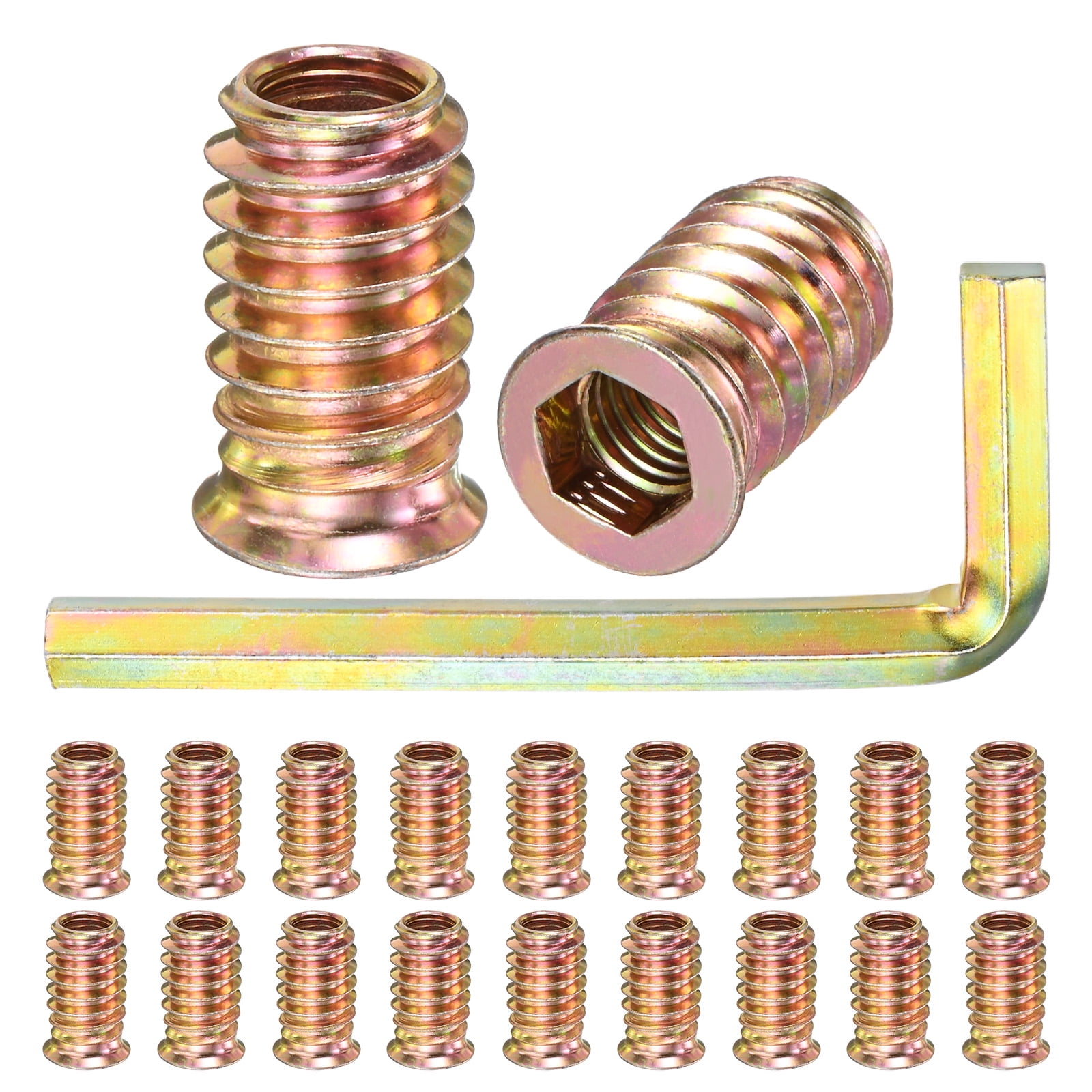 20-Pack Threaded Inserts for Wood, M8x20mm Hex Drive Threaded Insert ...