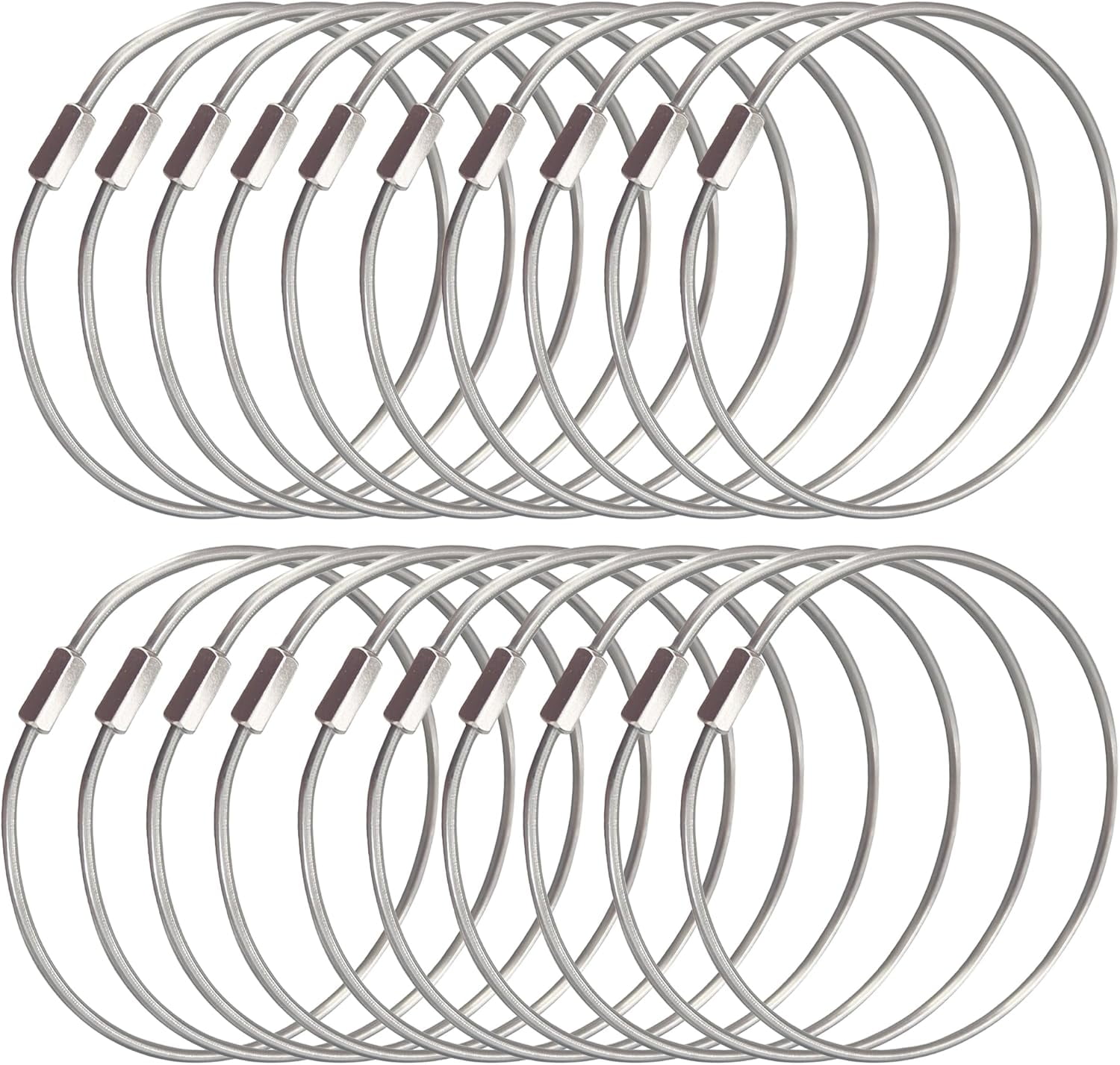 20 Pack Threaded Locking Key Rings (Diameter 3''), Stainless Steel ...