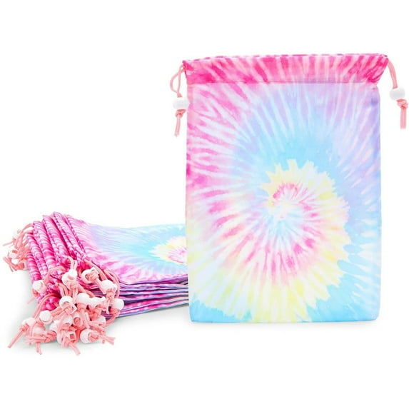 Bulk 20 Pack Goodie Tie-Dye Colored Drawstring Bags for Parties, Treats ...