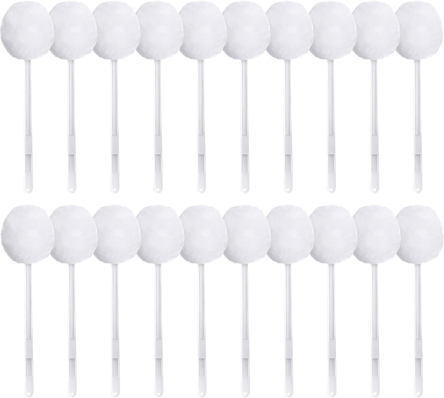 20 Pack Toilet Bowl Brush with Long Plastic Handle Disposable White ...