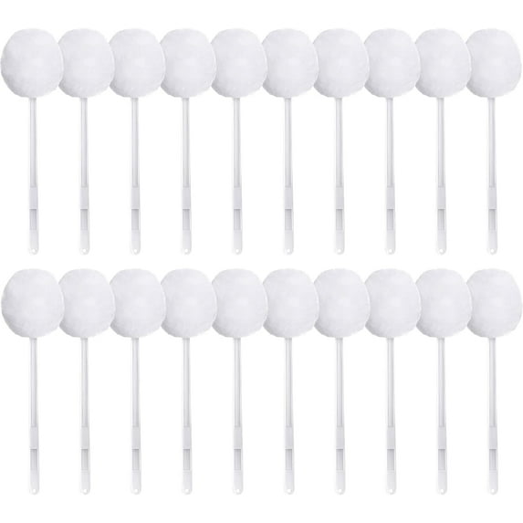 20 Pack Toilet Bowl Brush with Long Plastic Handle Disposable White ...