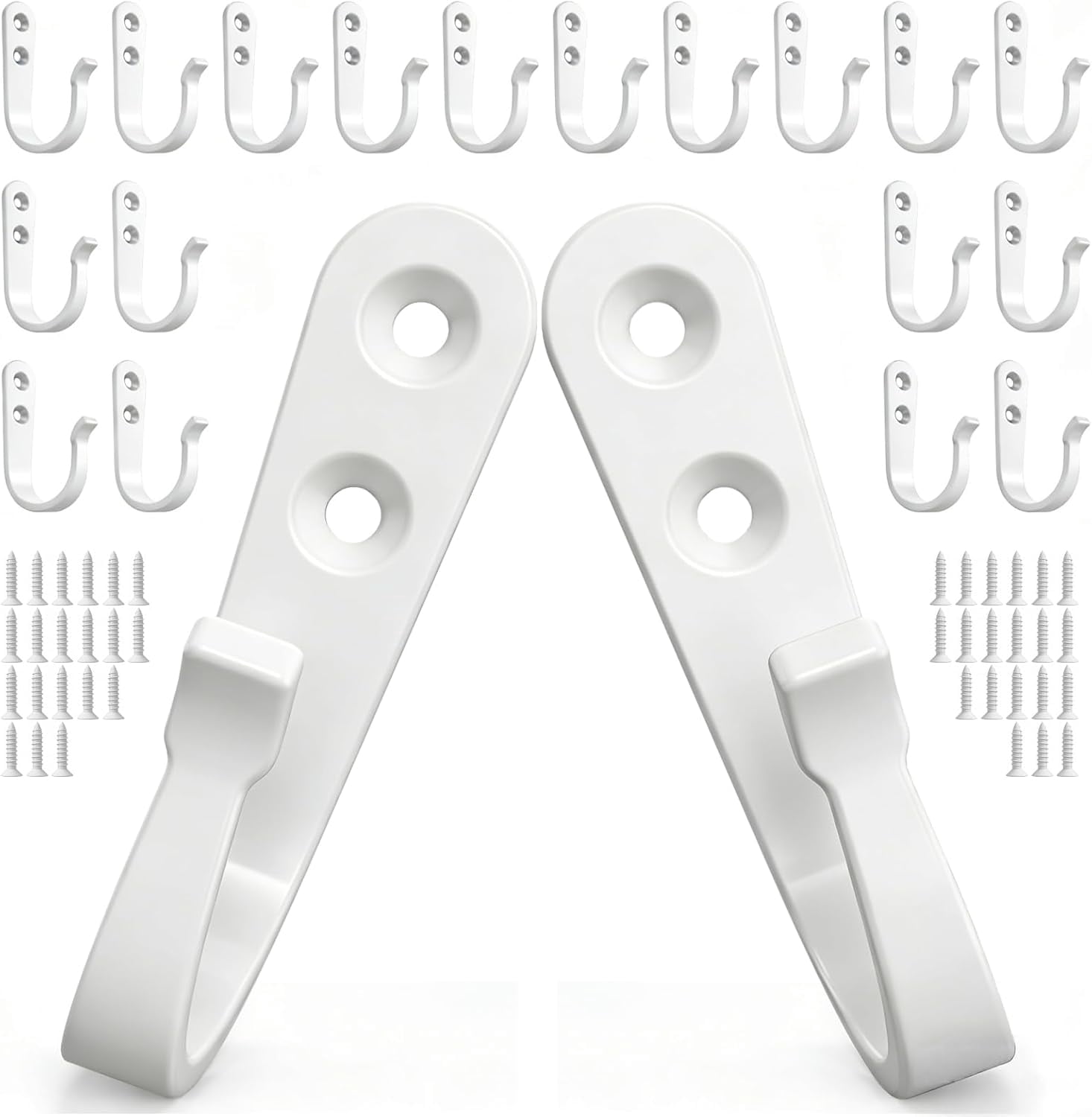 20-Pack Towel Hooks for Bathroom, Heavy Duty Black Metal Wall Hooks for ...