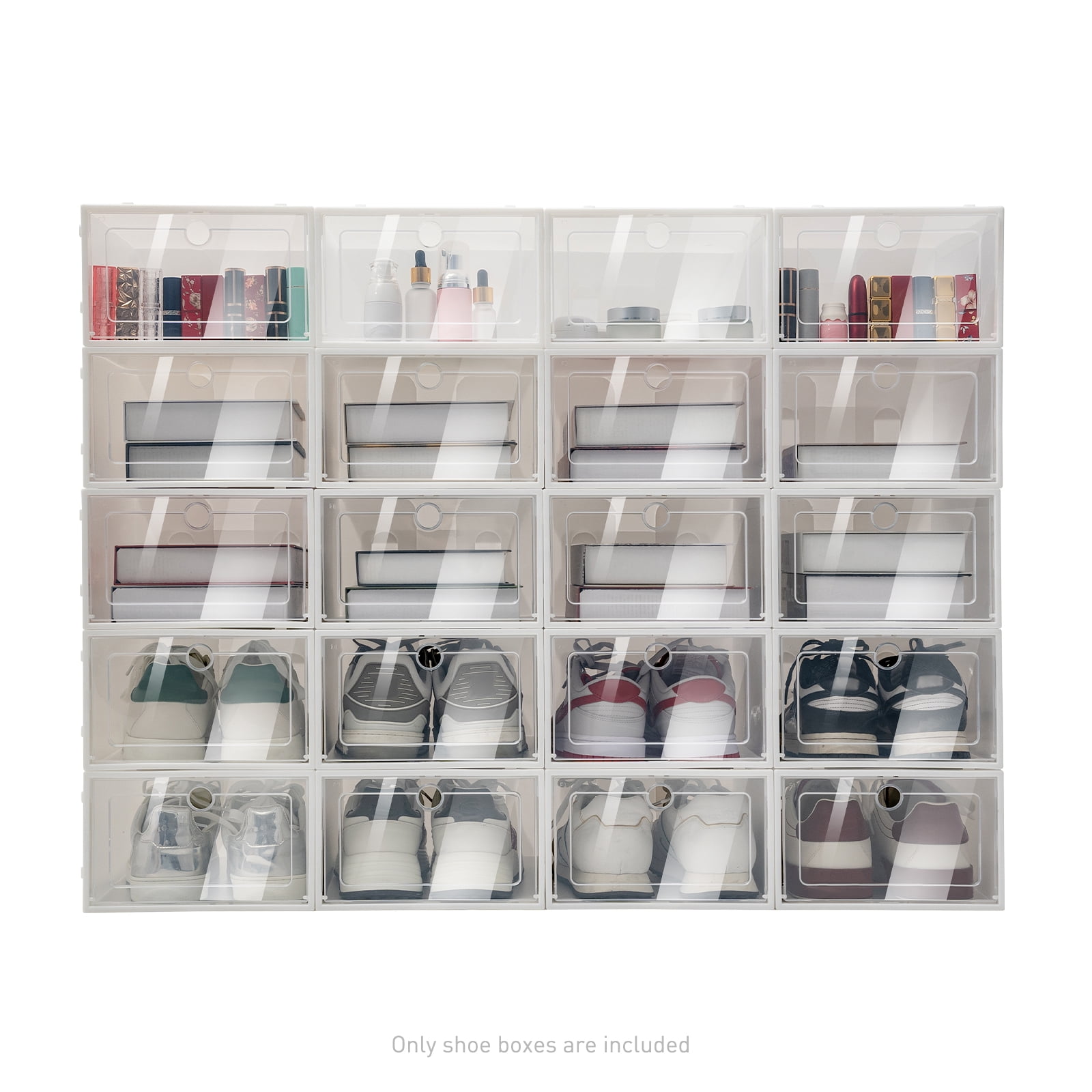 20 Pack Transparent Stackable Shoe Boxes with Clear Front Door ...
