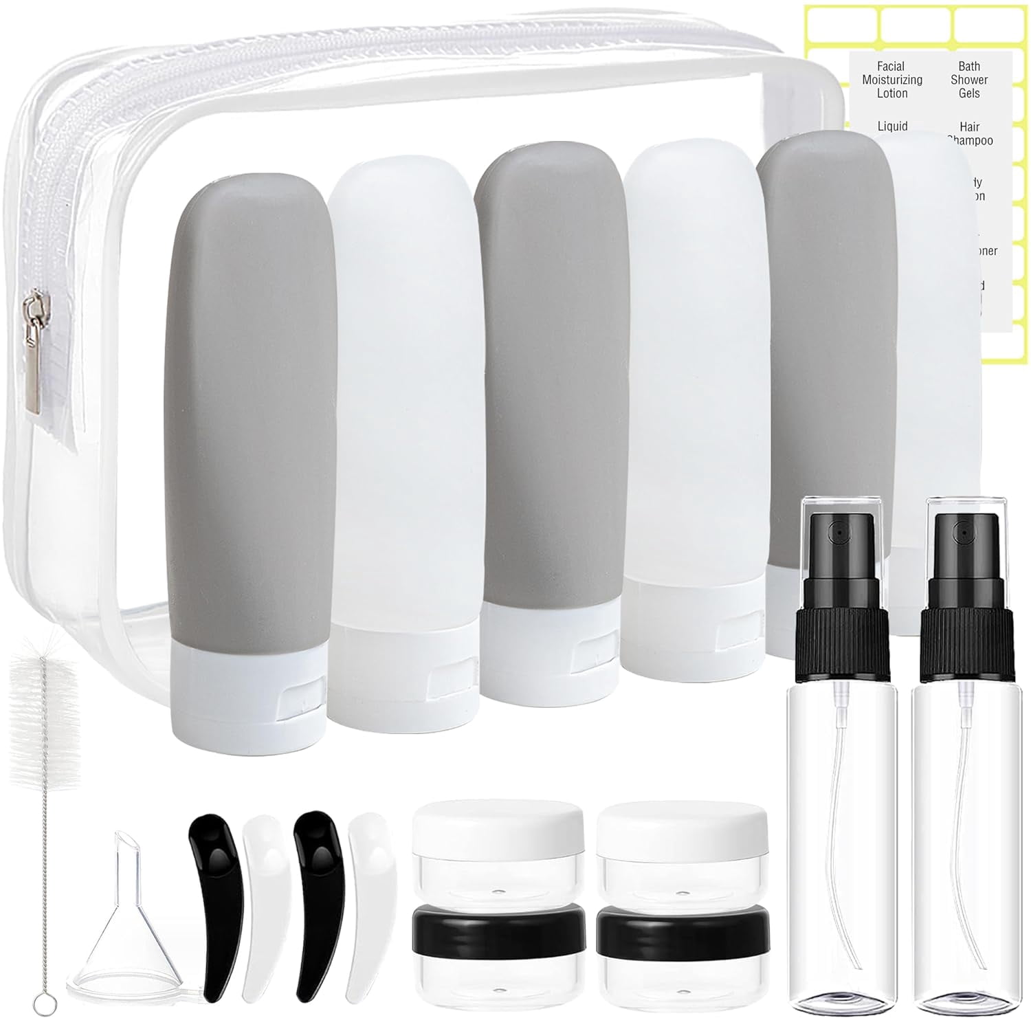 20 Pack Travel Toiletry Bottles Set, Leak Proof Refillable Portable ...