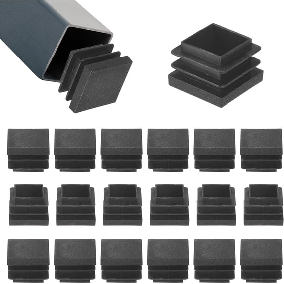 20-Pack Tubing End Caps, 7/8 x Inch Plastic Square Hole Plugs Inserts ...