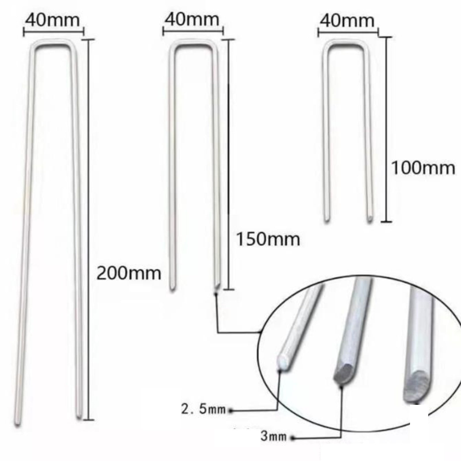 20 Pack U-Shaped Galvanized Garden Stakes, Tent Stakes Yard Ground ...