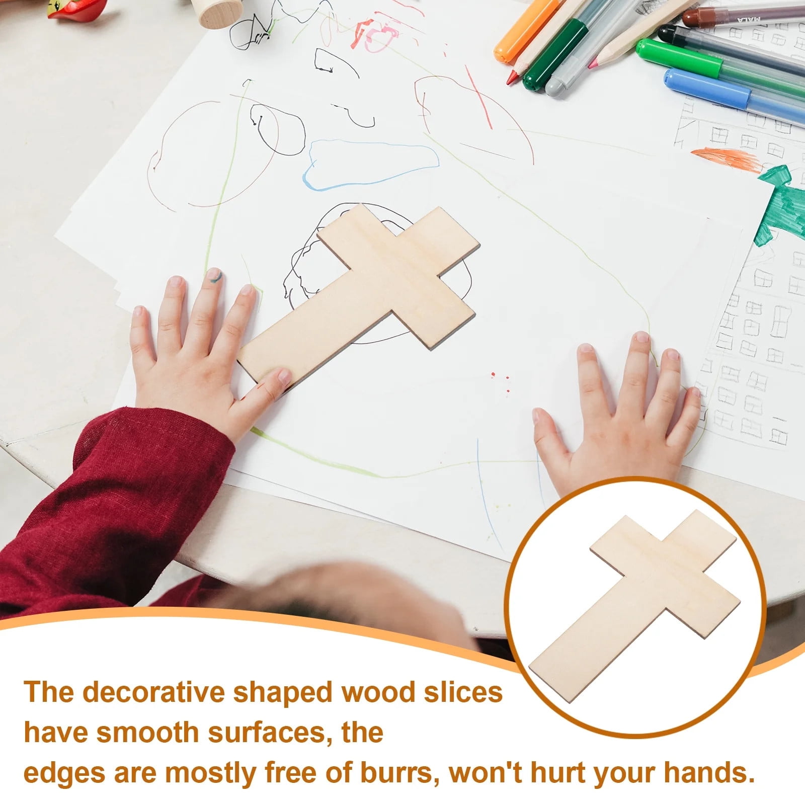20-Pack Unfinished Wooden Cross Cutouts for DIY Crafts, Smooth Natural ...