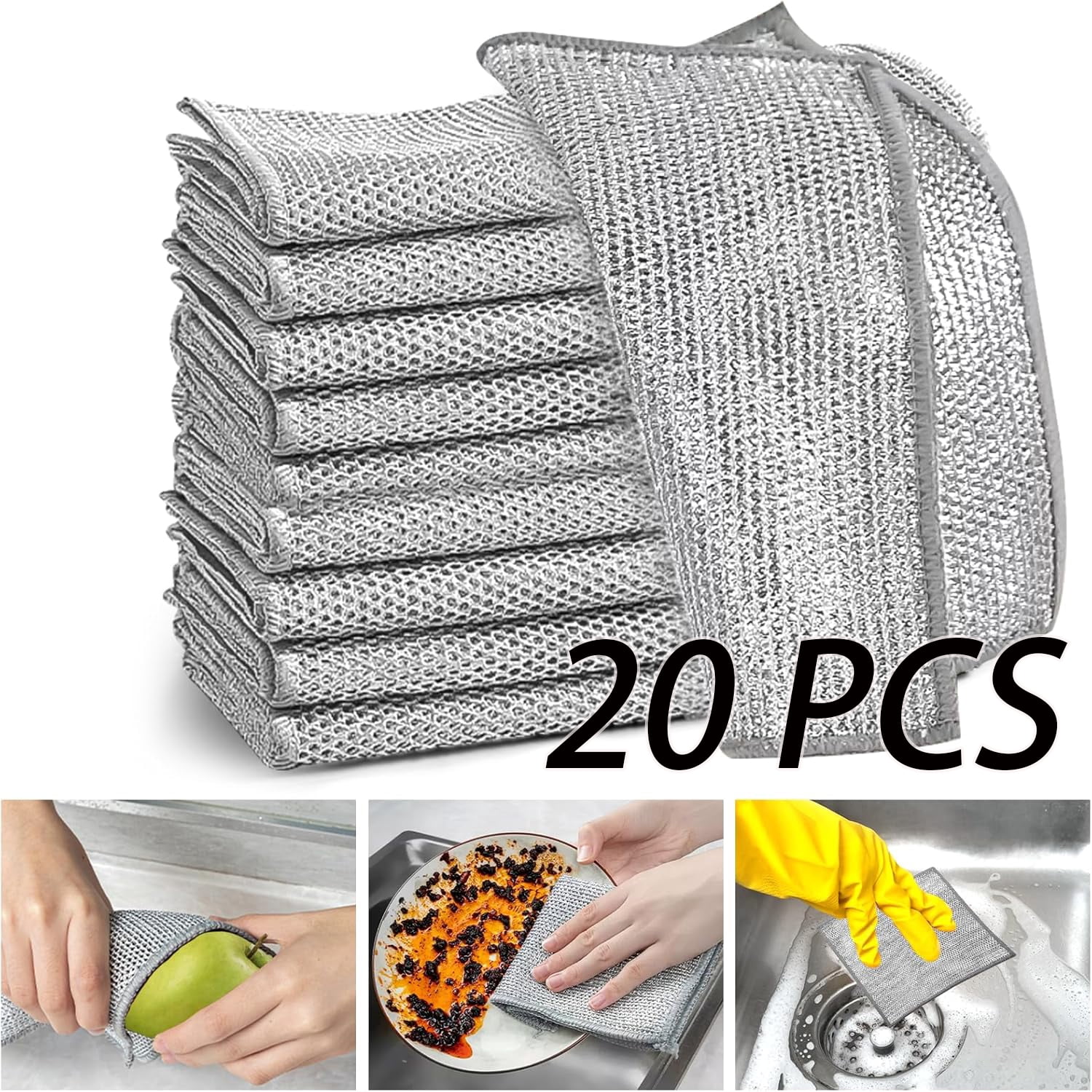 20-Pack Upgrade Non-Scratch Steel Wool Dishwashing Cloths ...
