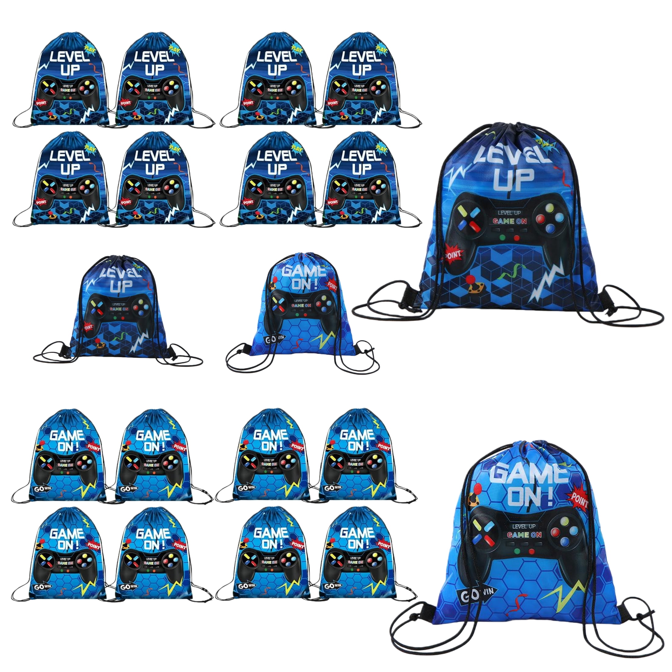 20 Pack Video Game Party Favor Bags, Double Drawstring Gamer Goodie ...