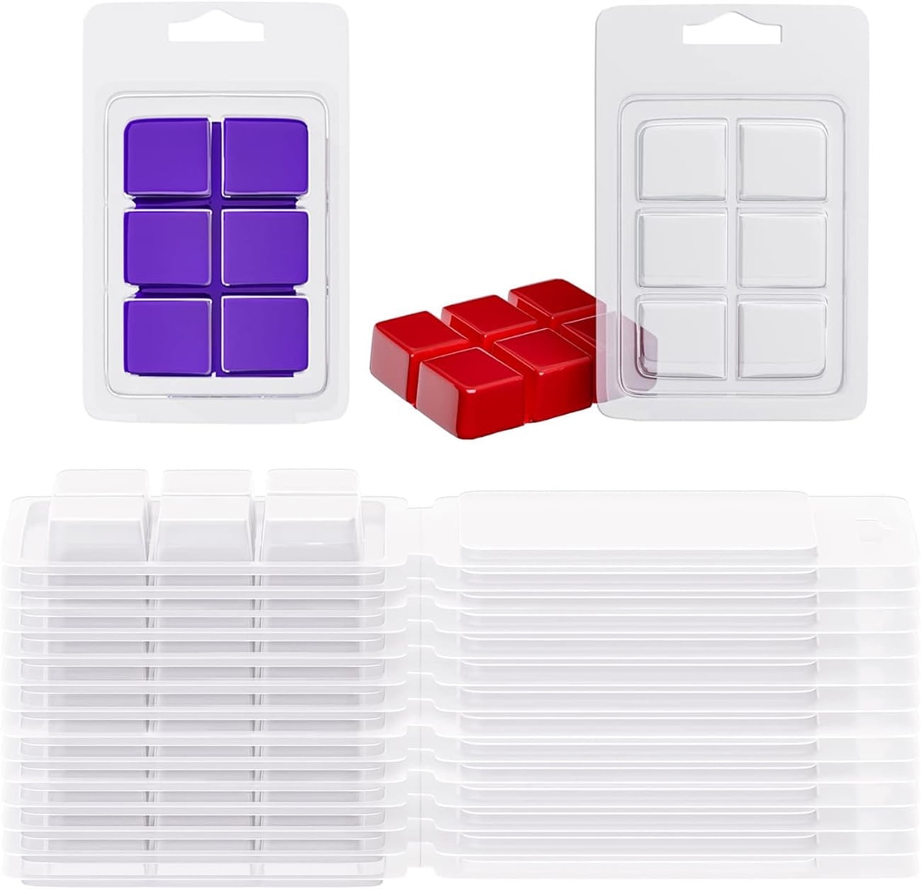 20 Pack Wax Melt Molds Bexikou 6 Cavity Clear Plastic Wax Melt Containers Clear Plastic Cube Tray for DIY Homemade Candle Making DIY Wax Melts Christmas Gifts Walmart Business Supplies
