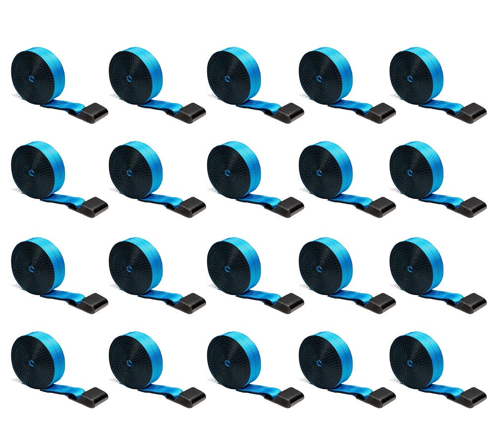 20 Pack 2"x30' Winch Straps w/ Flat Hook - 3333lbs WLL - Blue Heavy ...