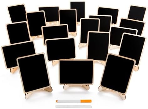 20 Pack Wood Mini Chalkboards Signs with Support Easels, Place Cards ...