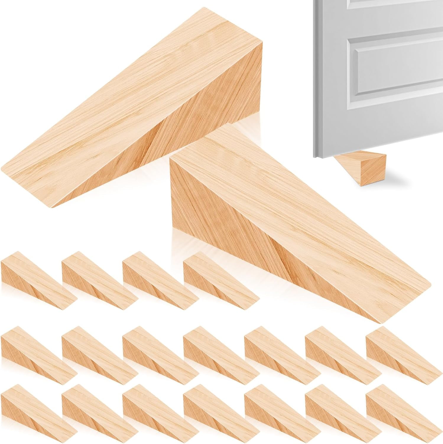 20 Pack Wooden Wedges for Chair Caning Supplies, Non Slip Wood Door ...