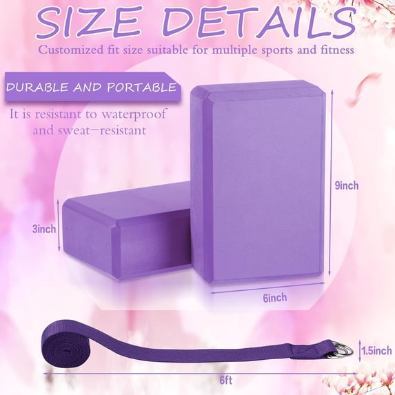 20 Pack Yoga Blocks and Straps Non-Slip EVA Foam Blocks with Metal D ...