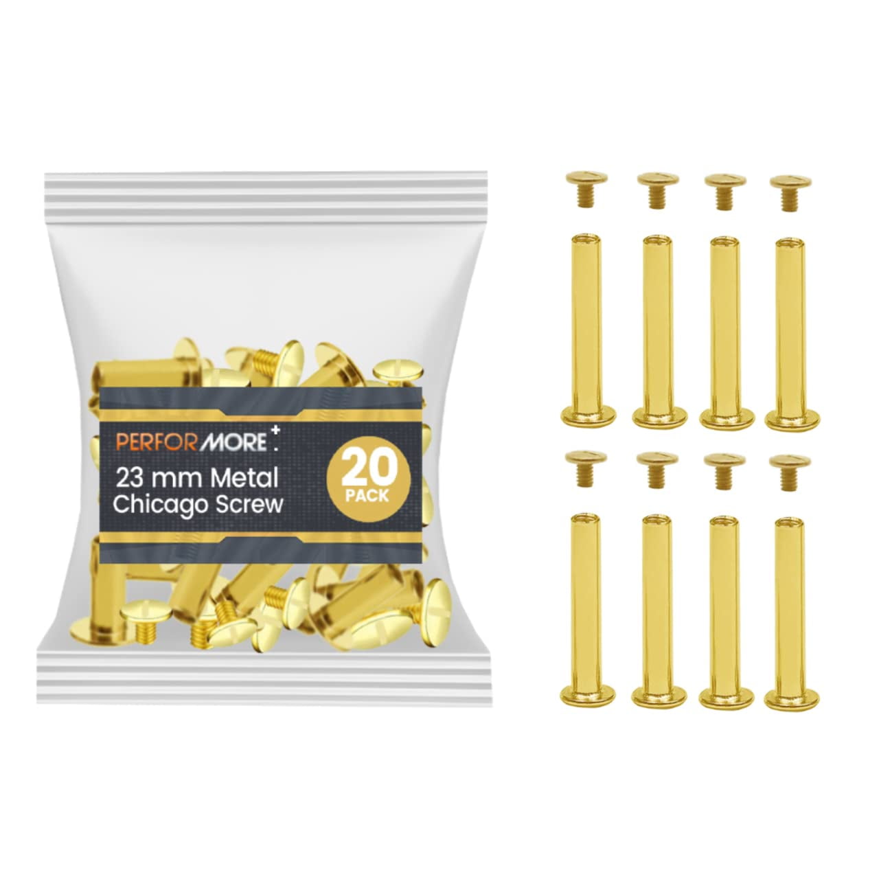 20 Pack of Chicago Screw Post Binding Screws, 23mm Brass Plated Metal ...