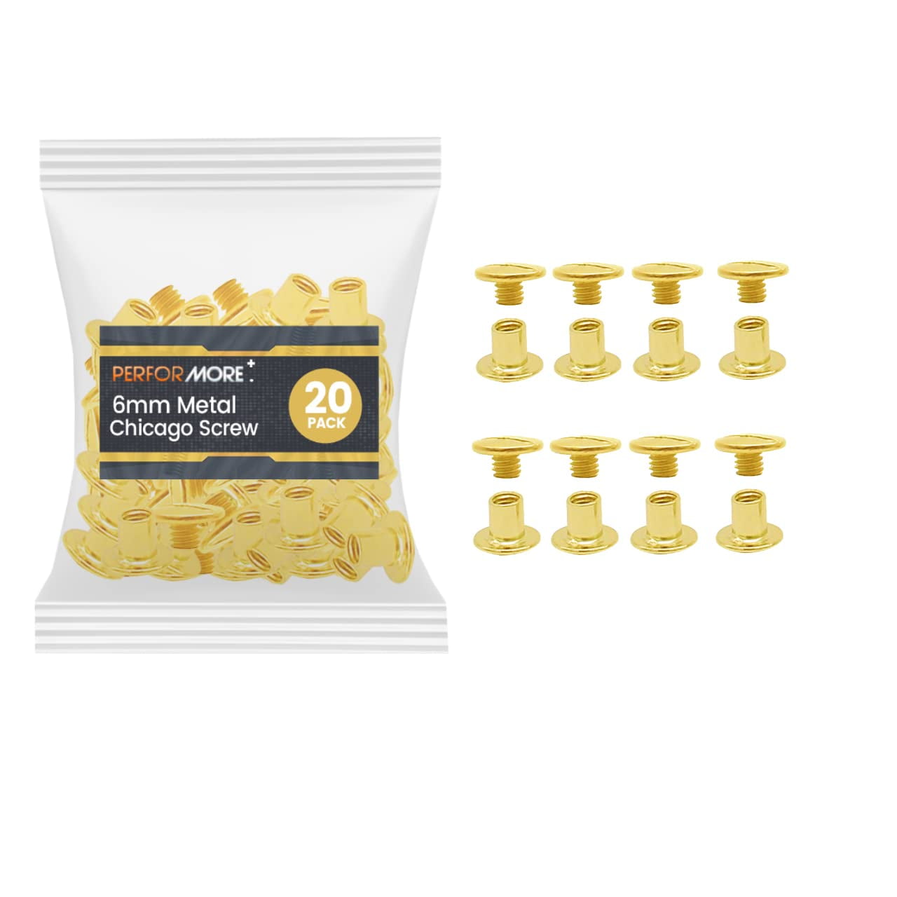 20 Pack of Chicago Screw Post Binding Screws, 6mm Brass Plated Metal ...