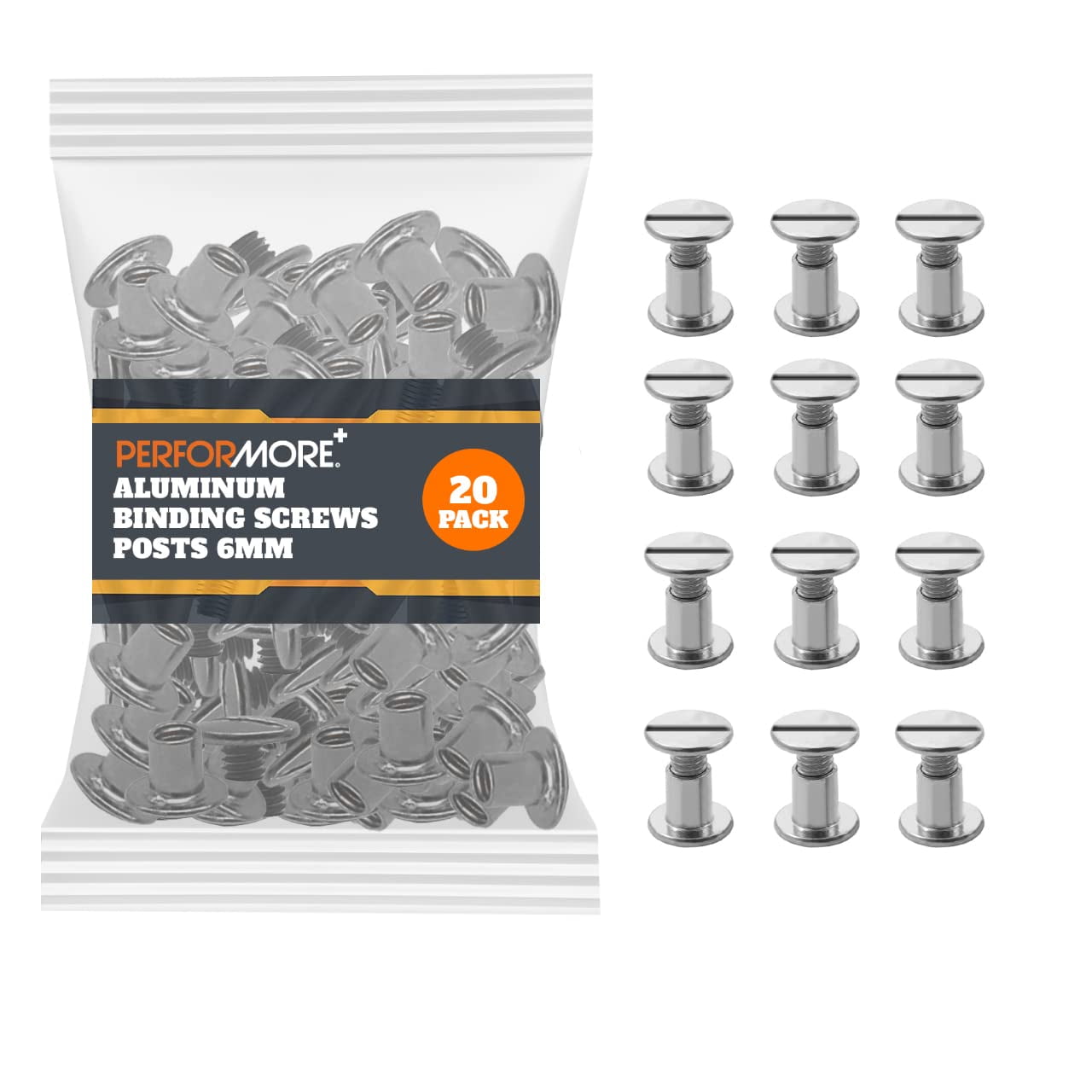 Performore, Chicago Screw Post Binding Screws, 6mm, Nickel Plated ...