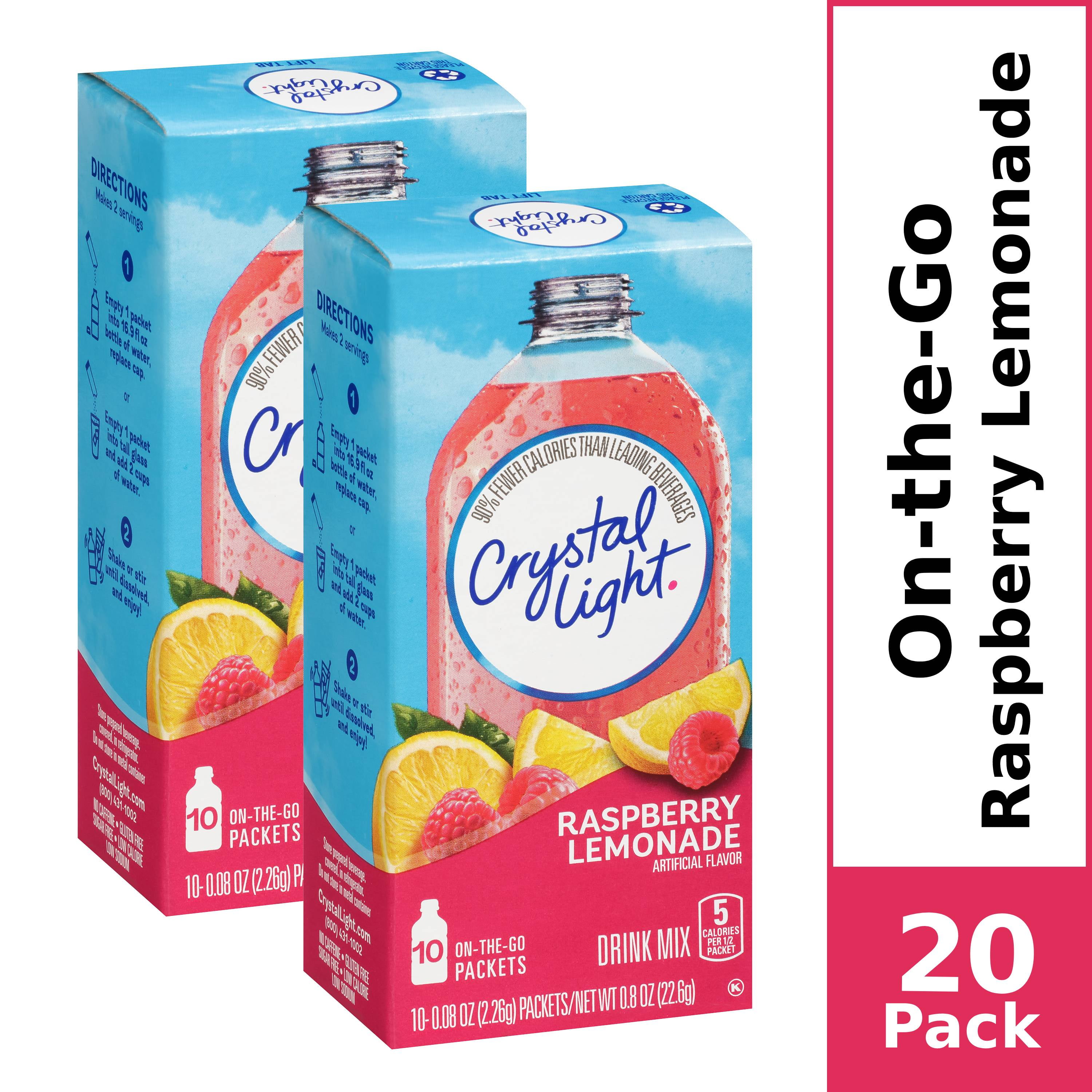 Crystal Light Raspberry Lemonade, Sugar Free Drink Mix, 20 Packs, Low ...