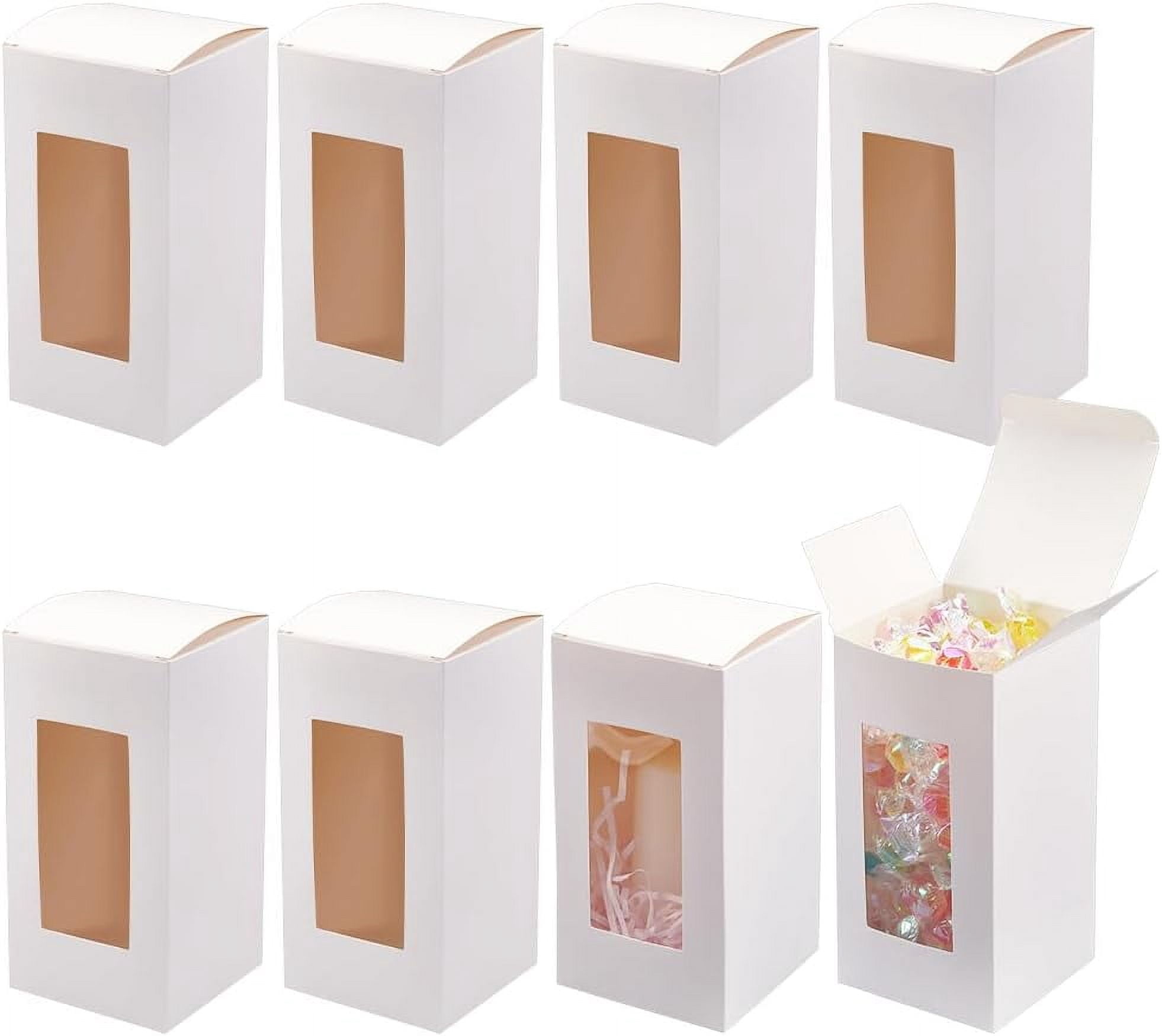 20 Packs 3.1x3.1x6.3 Inch Clear Window Gift Boxes White Bakery Boxes ...