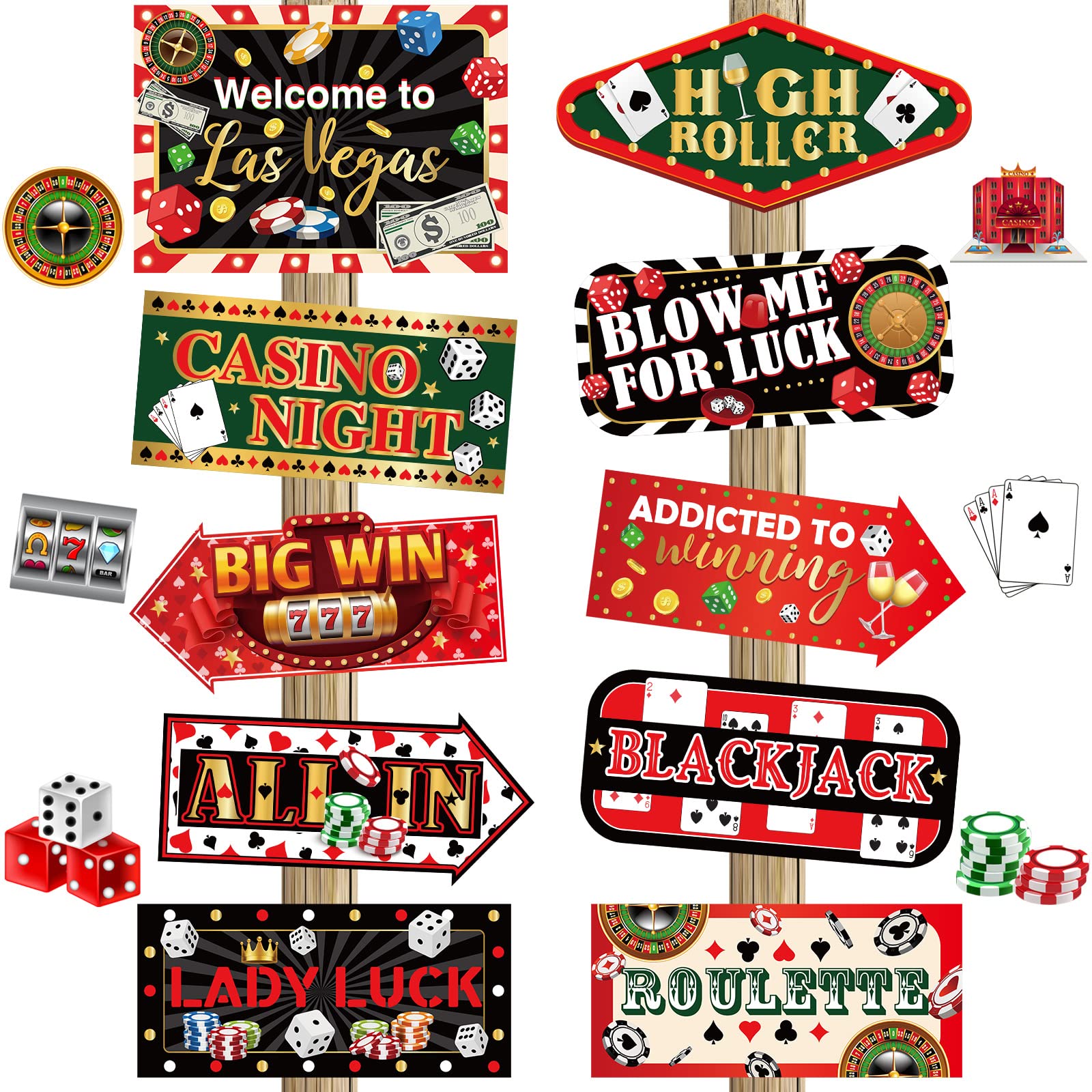 20 Packs Casino Party Sign Casino Playing Cards Cutouts Las Vegas ...