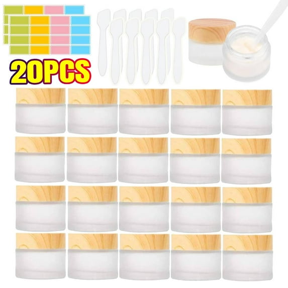 20 Packs Empty Sample Jars Frosted Glass Cream Jar Bottle with Wood ...