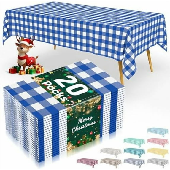 20 Packs Gingham Disposable Table Cloth, 54 x 108 Inch Waterproof ...