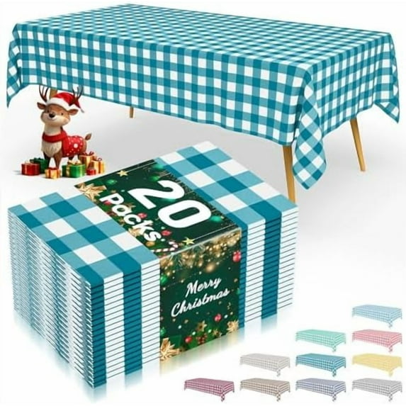 20 Packs Gingham Disposable Table Cloth, 54 x 108 Inch Waterproof ...
