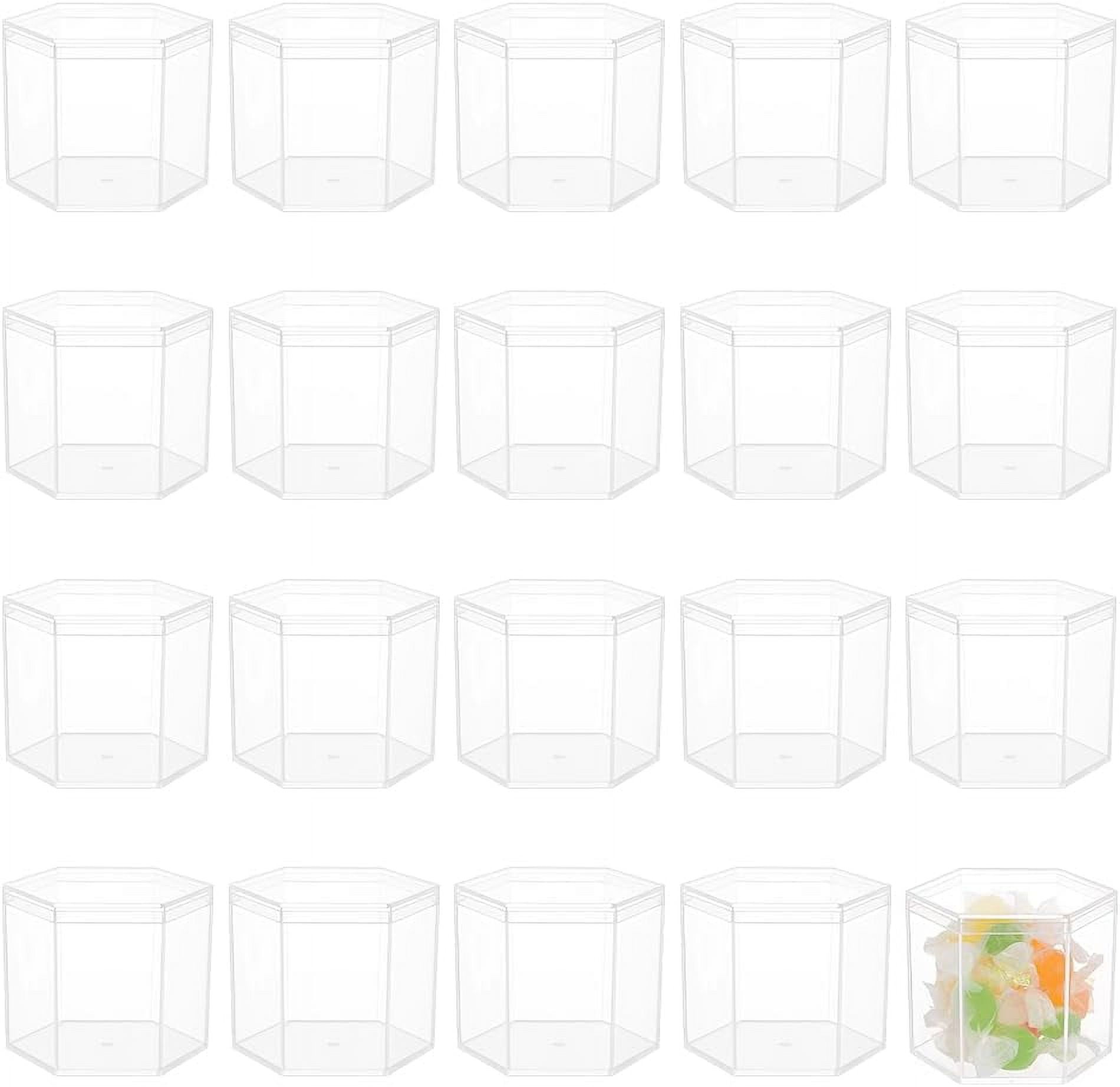 20 Packs Hexagon Storage Containers 2.7x2.3x2.2inch Small Clear Acrylic ...