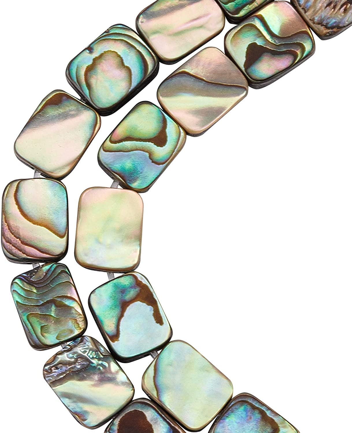 20 Packs Natural Abalone Shell Rectangle Charms Abalone Shell Beads ...