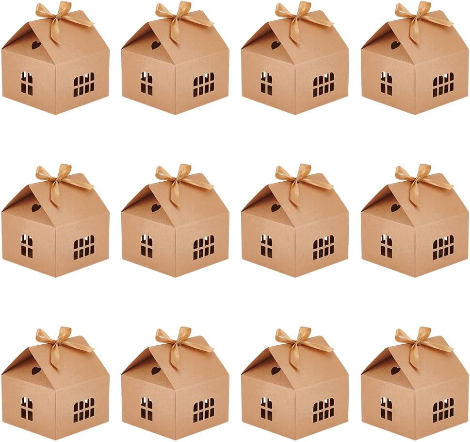 20 Packs Small House Shaped Gift Boxes with Ribbon 4.9x4.9x5.3 inch ...