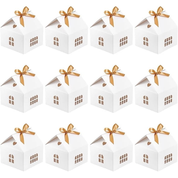 20 Packs Small House Shaped Gift Boxes with Ribbon 4.9x4.9x5.3 inch ...