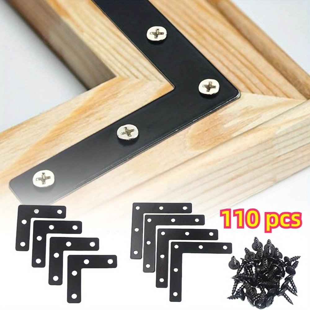 20 Packs Two Sizes 3-1/8 inch and 2 inch L Black Flat Corner Braces ...