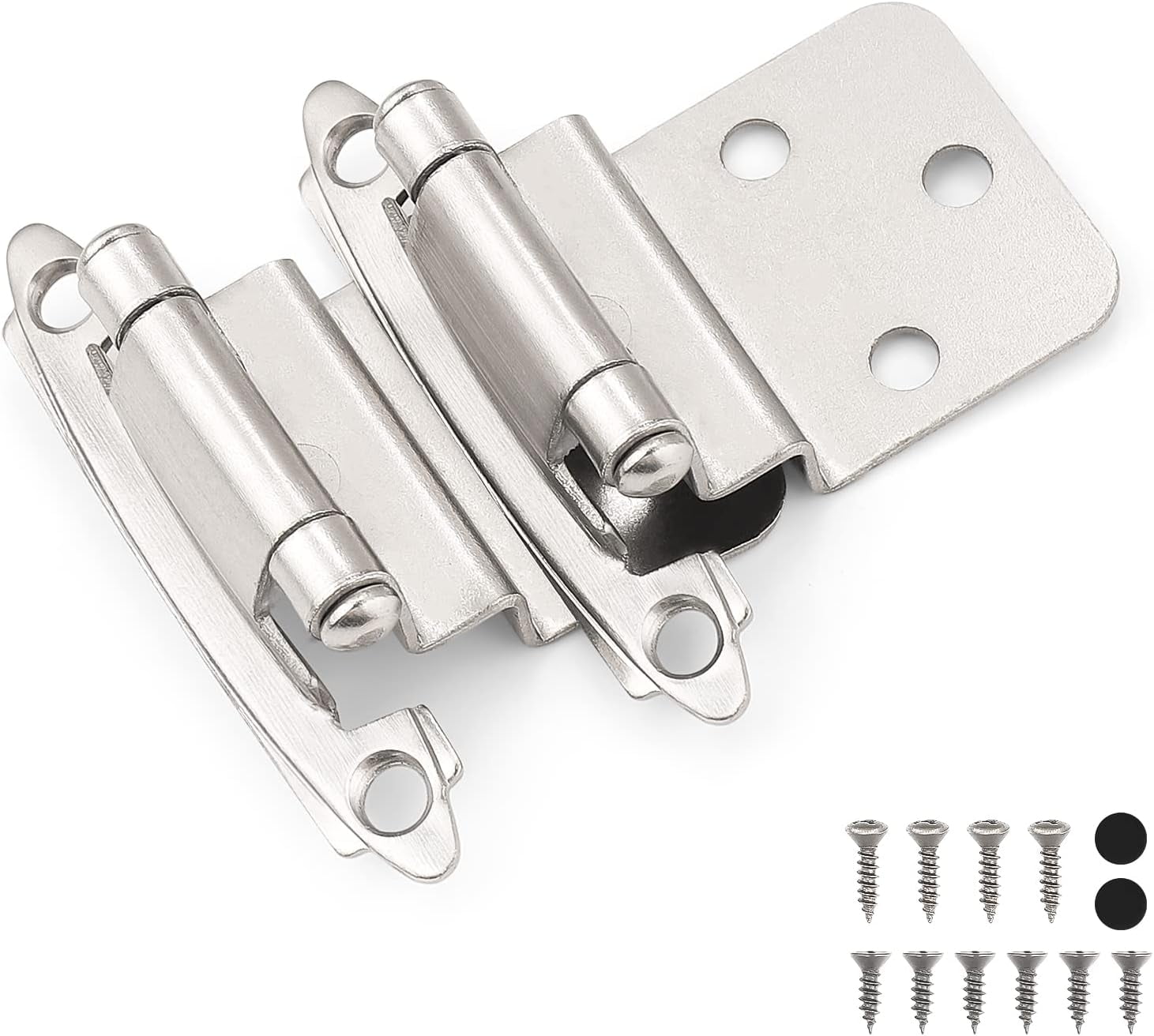20 Pair (40 Pack) Decorative Self Closing Cabinet Hinges Satin Nickel,3 ...