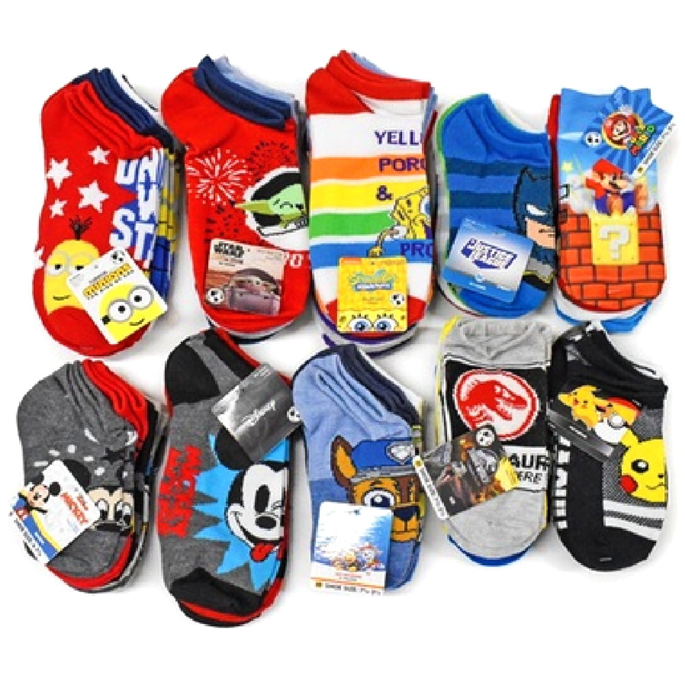 20-Pair Licensed Assorted Kids' No-Show Socks - Boys - Walmart.com