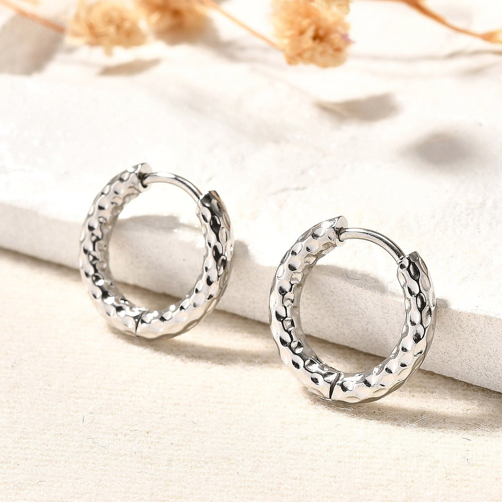20 Pair Non-Tarnish 304 Stainless Steel Grooved Hoop Earrings Stainless ...
