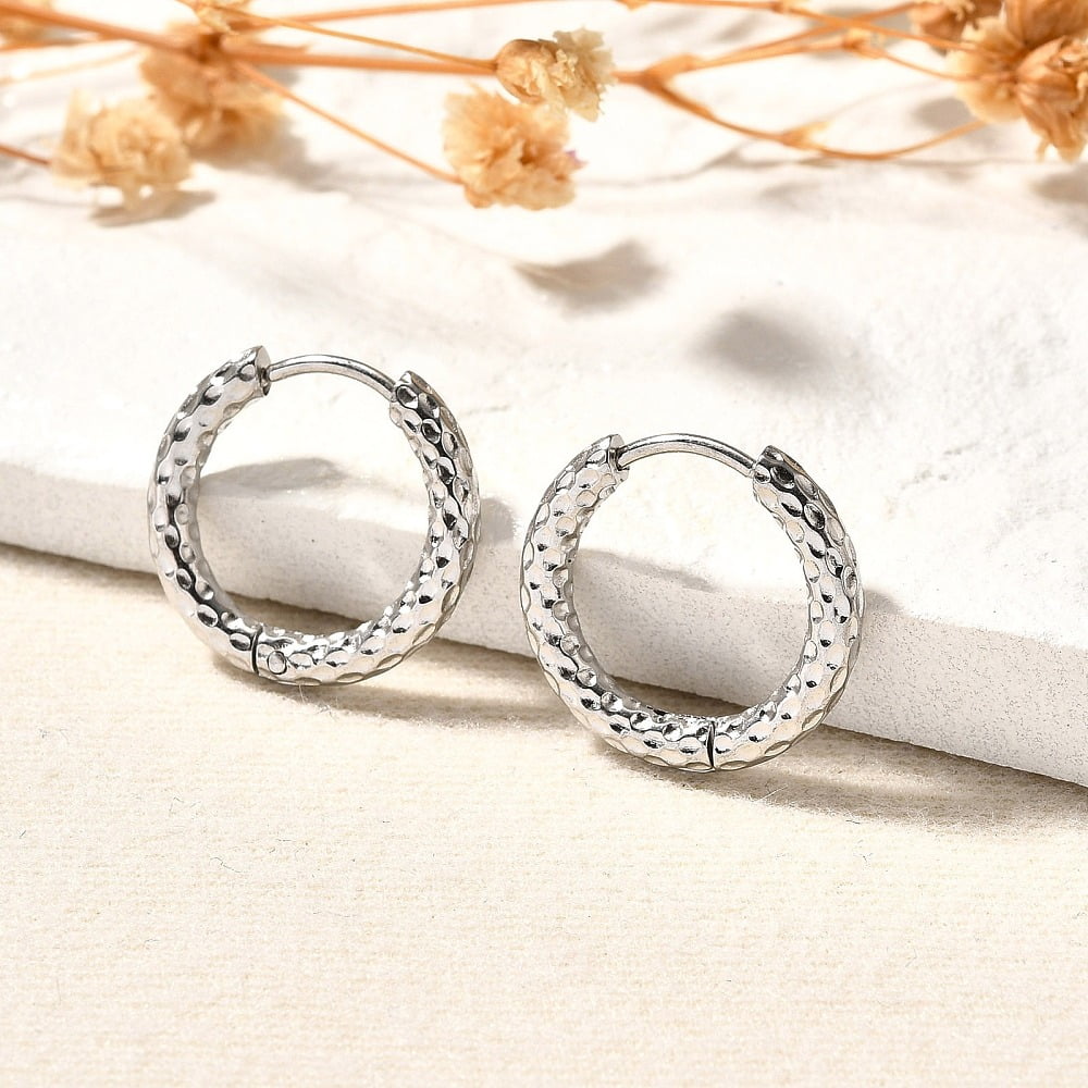 20 Pair Non-Tarnish 304 Stainless Steel Grooved Hoop Earrings Stainless ...