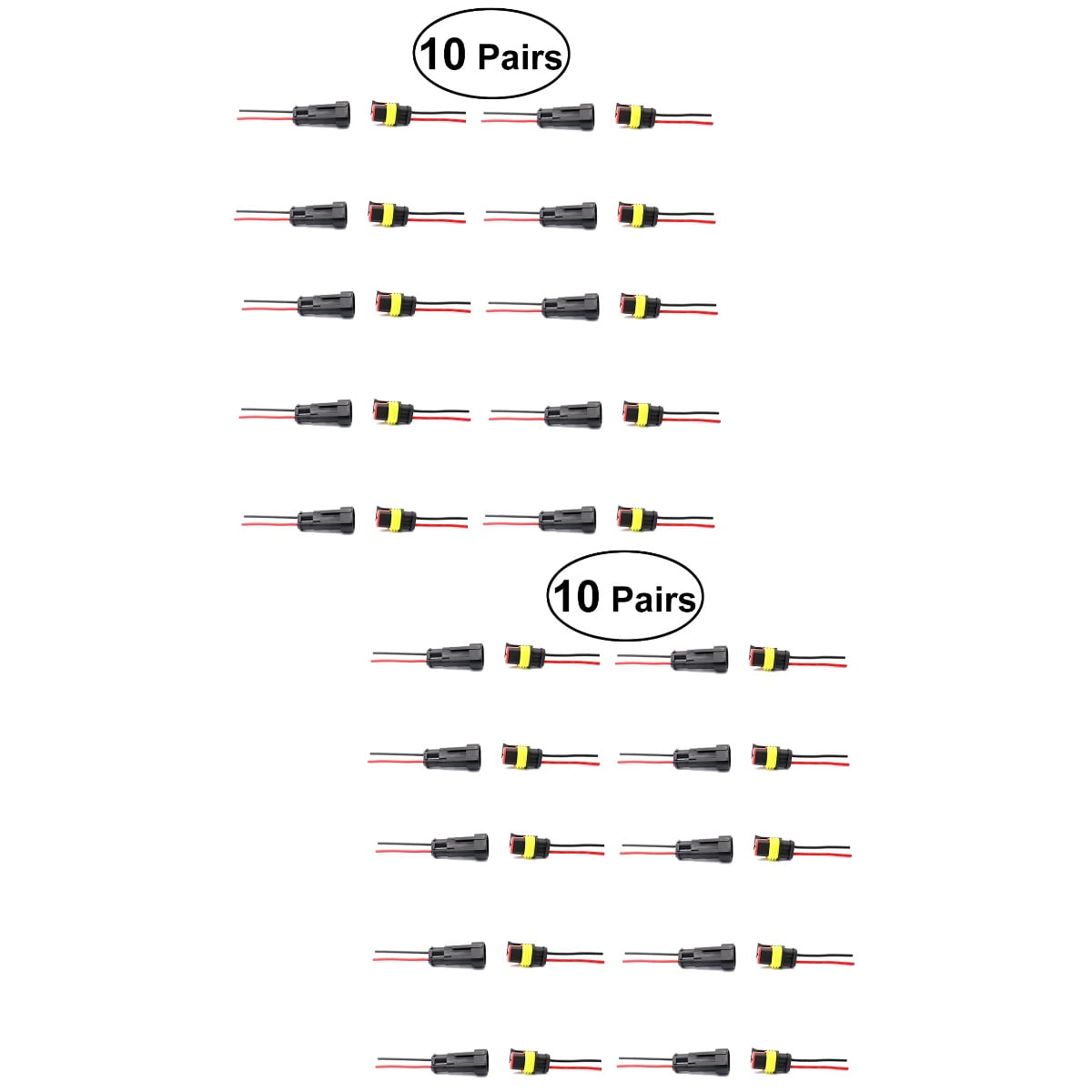 20 Pairs Cable Plug Wire Connector 2-way Electric Waterproof Electrical Connectors Automotive ...