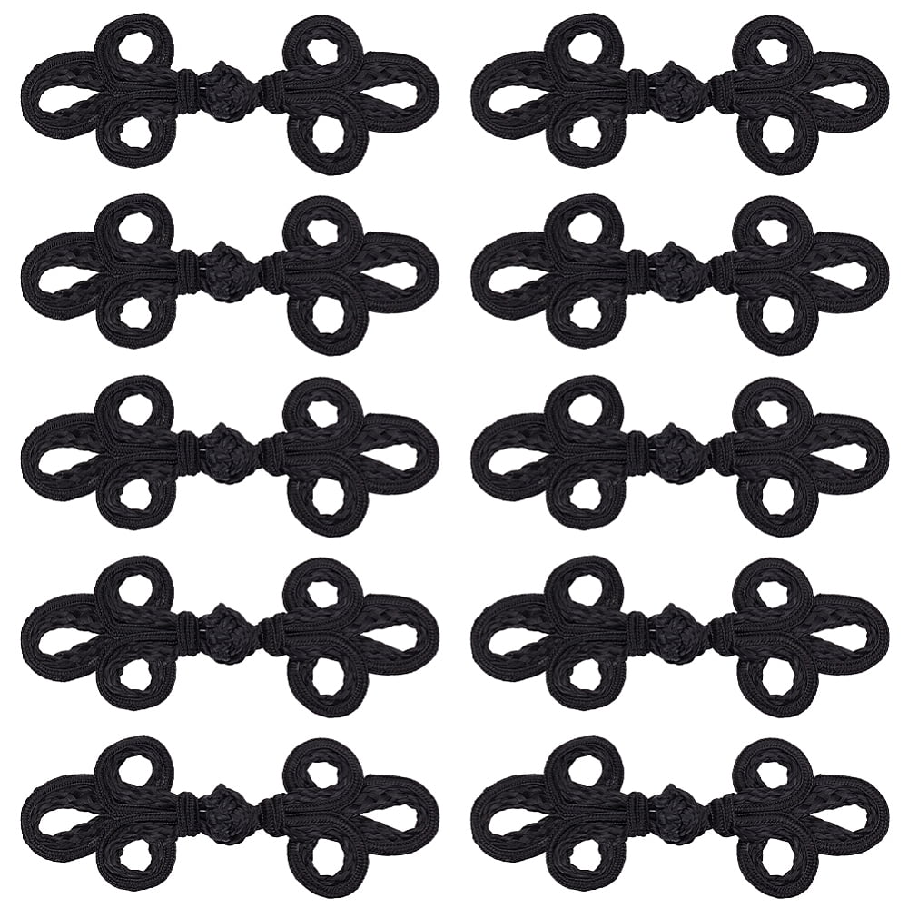 20 Pairs Chinese Knots Frog Buttons 5.7x2.1 inch Black Tang Suit Pankou ...