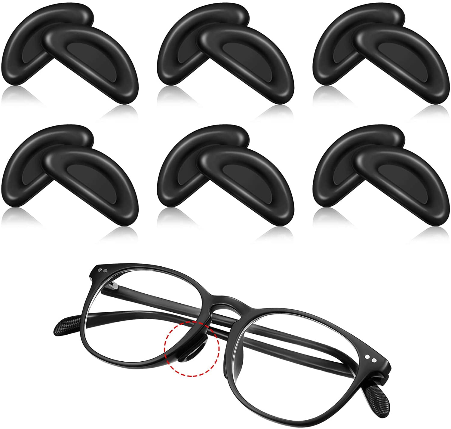 GIXUSIL Soft Silicone Anti-Slip Nose Pads, Black, Self-Adhesive, 20 ...