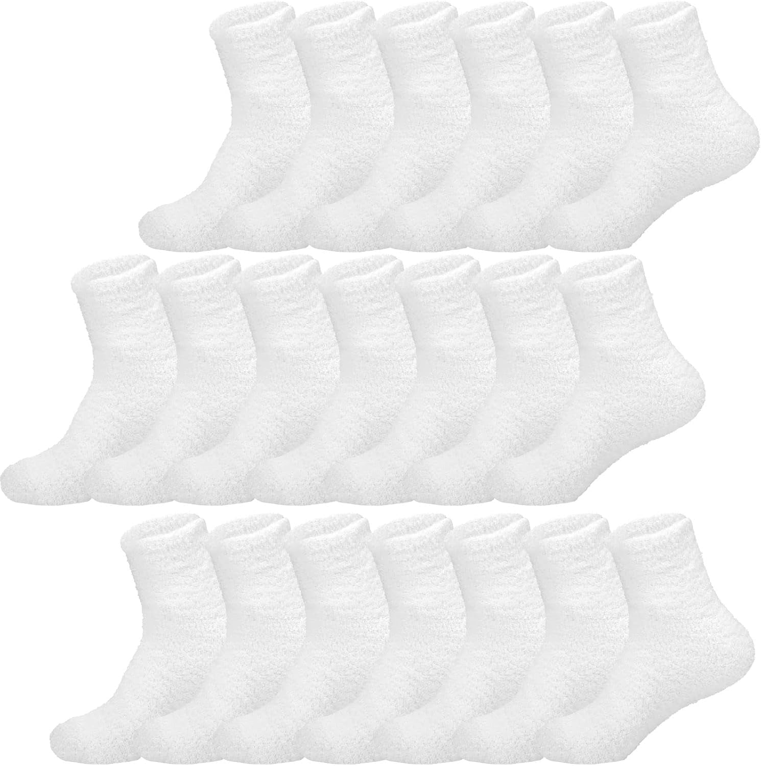 20 Pairs Fuzzy Socks Bulk Fluffy Cozy Slipper Warm Soft Winter Sleeping ...