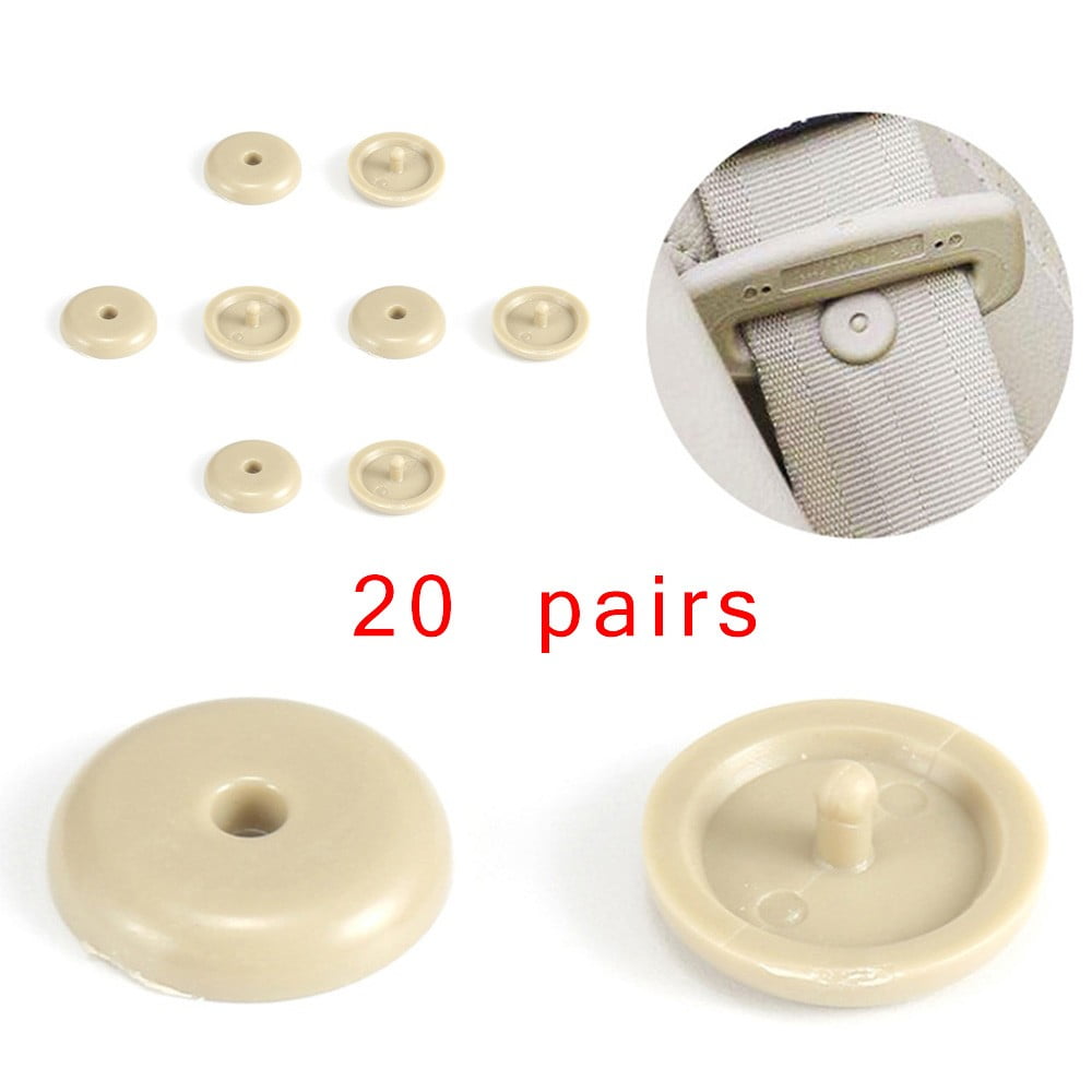 20 Pairs Seat Belt Button Buckle Stop - Universal Fit Stopper Kit Beige ...