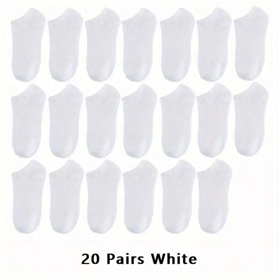 20 Pairs Simple And Thin Solid Socks, Soft & Lightweight Low Cut Socks ...