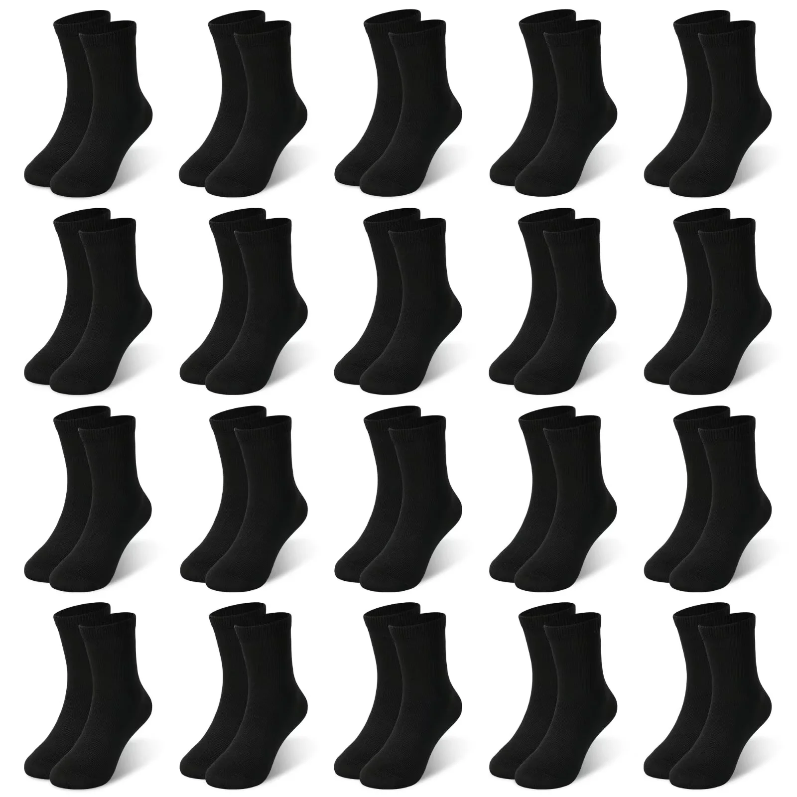20 Pairs Toddler Kids Crew Socks - Boys Girls Athletic Mid Calf Cut for ...