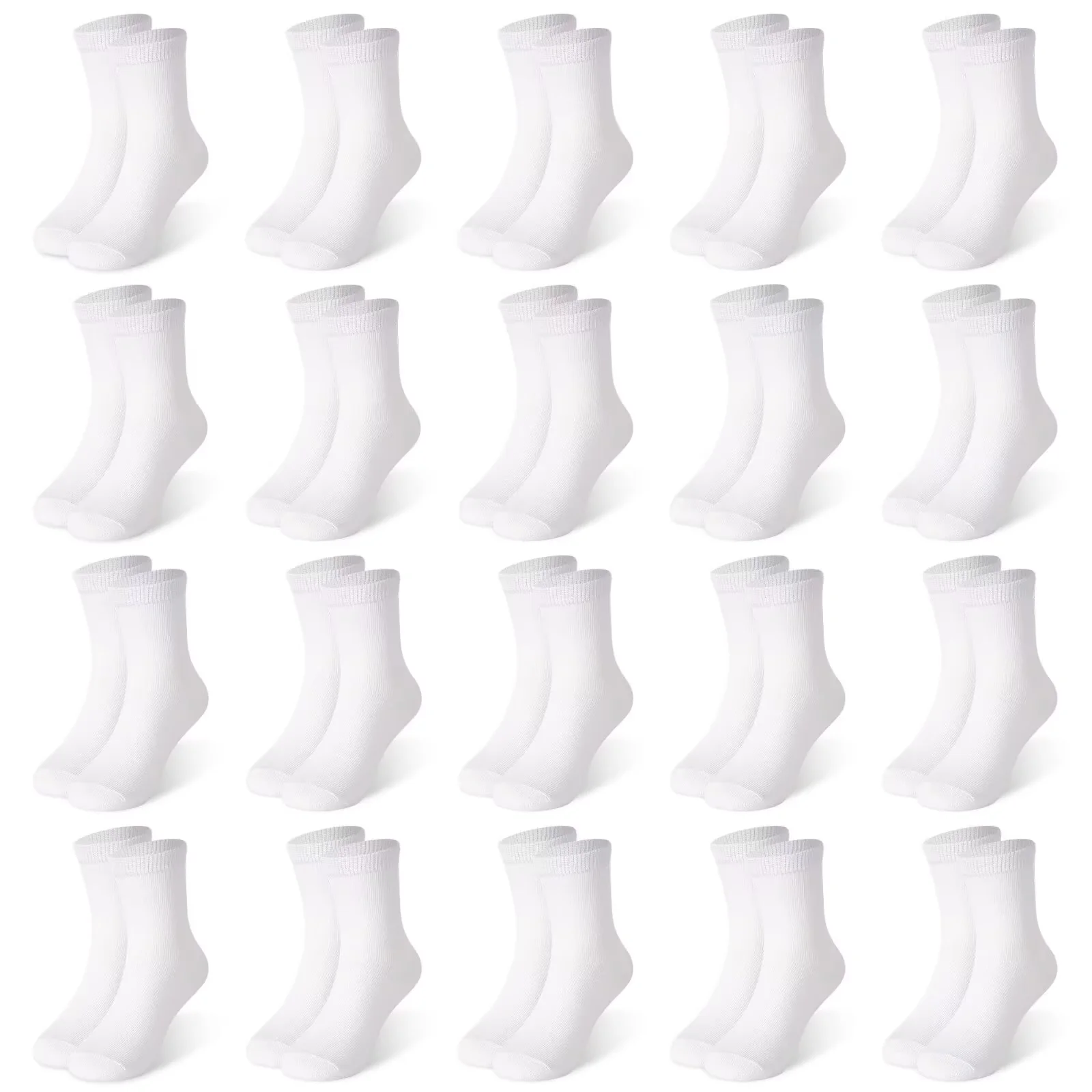20 Pairs Toddler Kids Crew Socks - Boys Girls Athletic Mid Calf Cut for ...