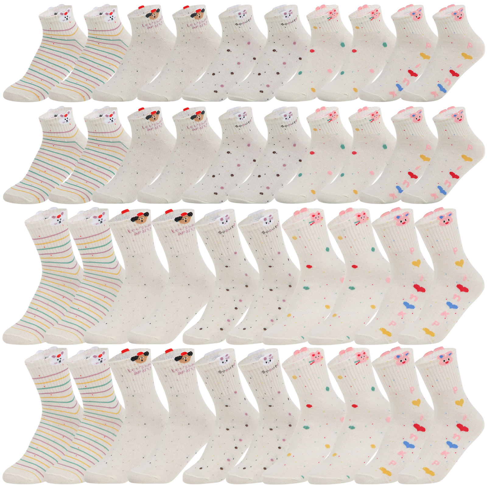 20 Pairs Women's Socks Assortment 10 Ankle and 10 Mid-Calf Socks ...