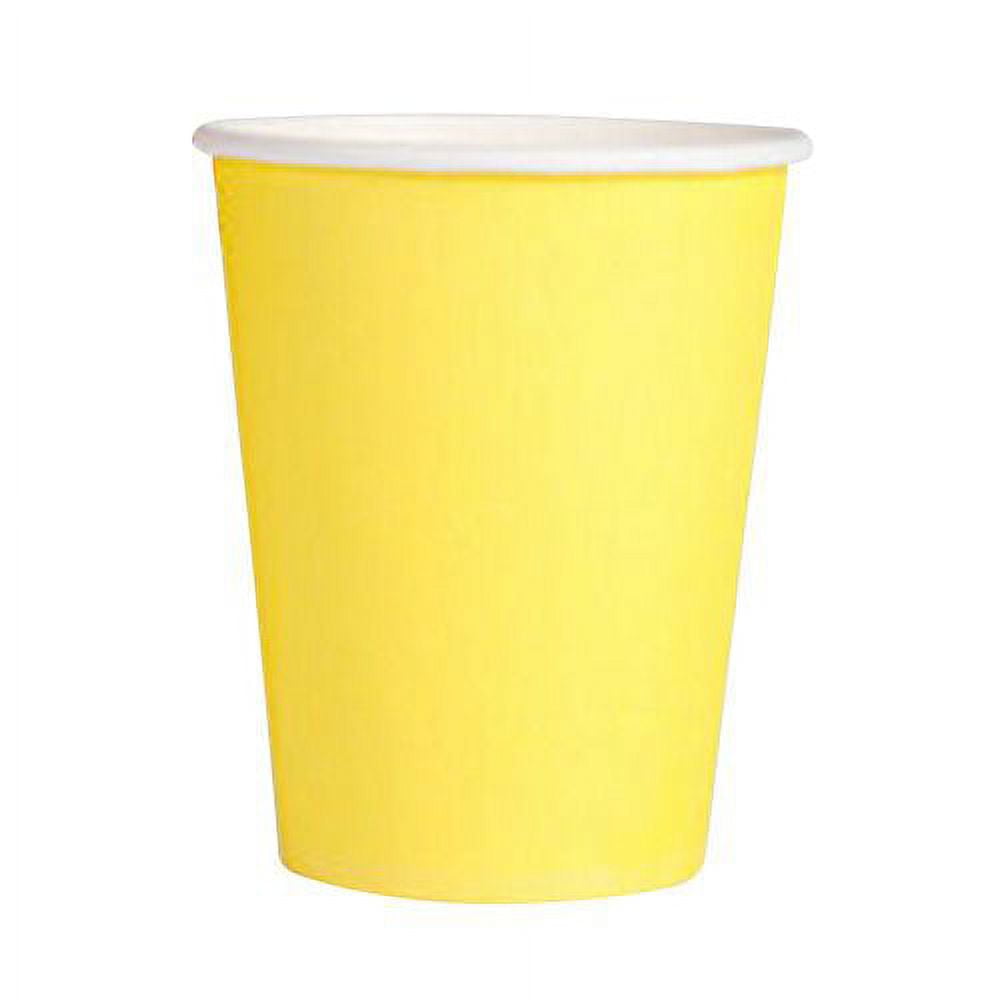20 Yellow Paper Cups, 9oz Solid Color Disposable Tableware, Birthday ...