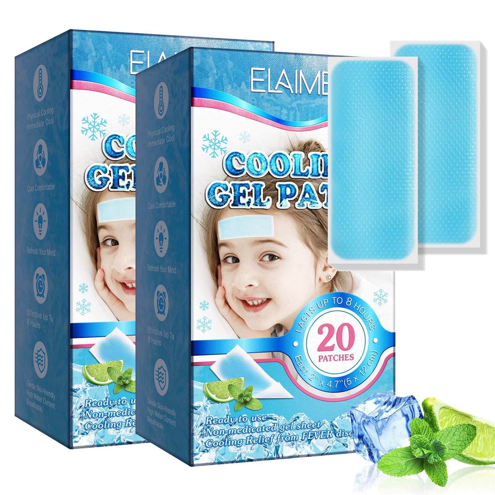 20 Patches Cooling Pads for Fever, Fever Relief Strips, Soft & Skin ...