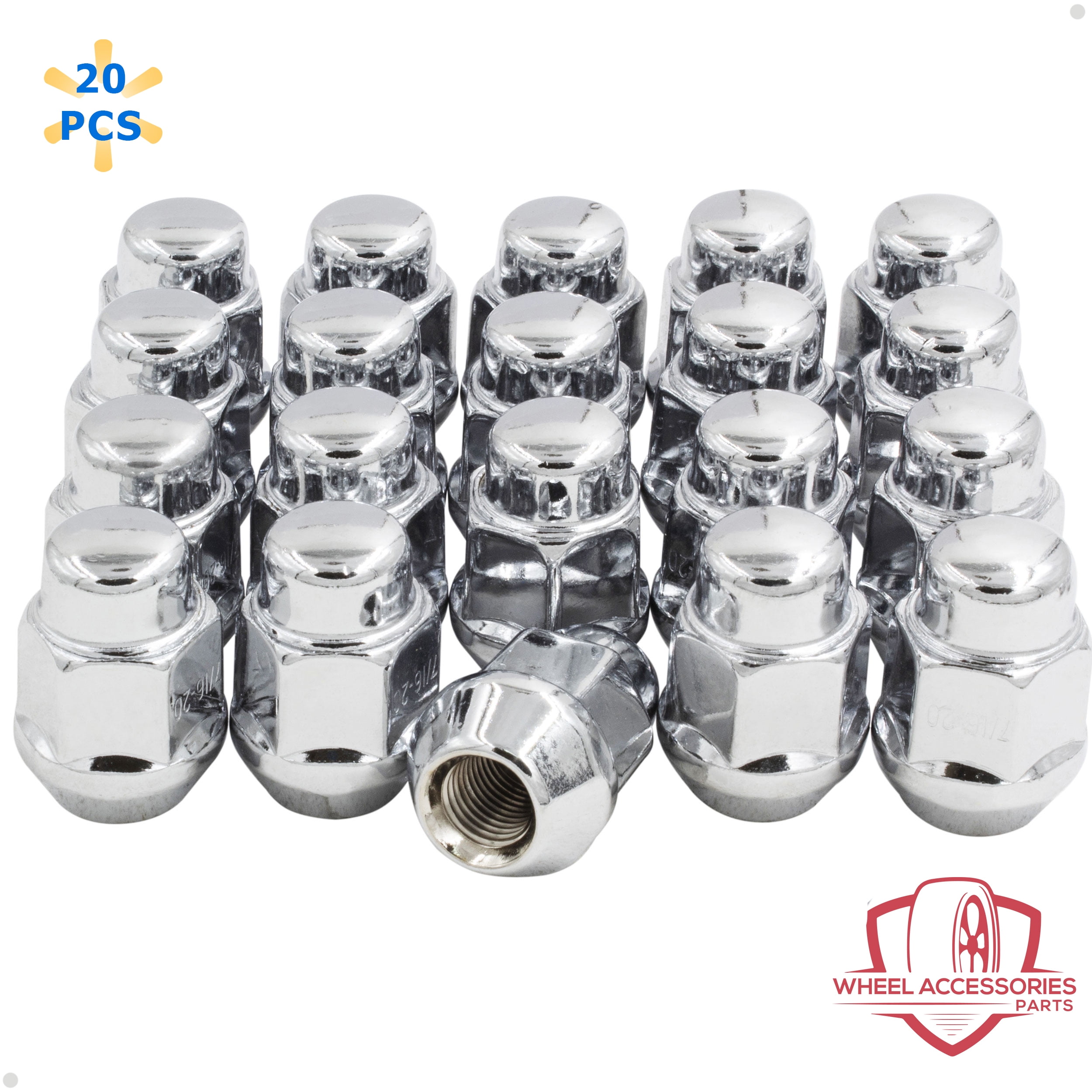 20 Pc 14mm 1.50 Lug Nuts Chrome Hex Fits 2015+ Mustang, 2005 ...