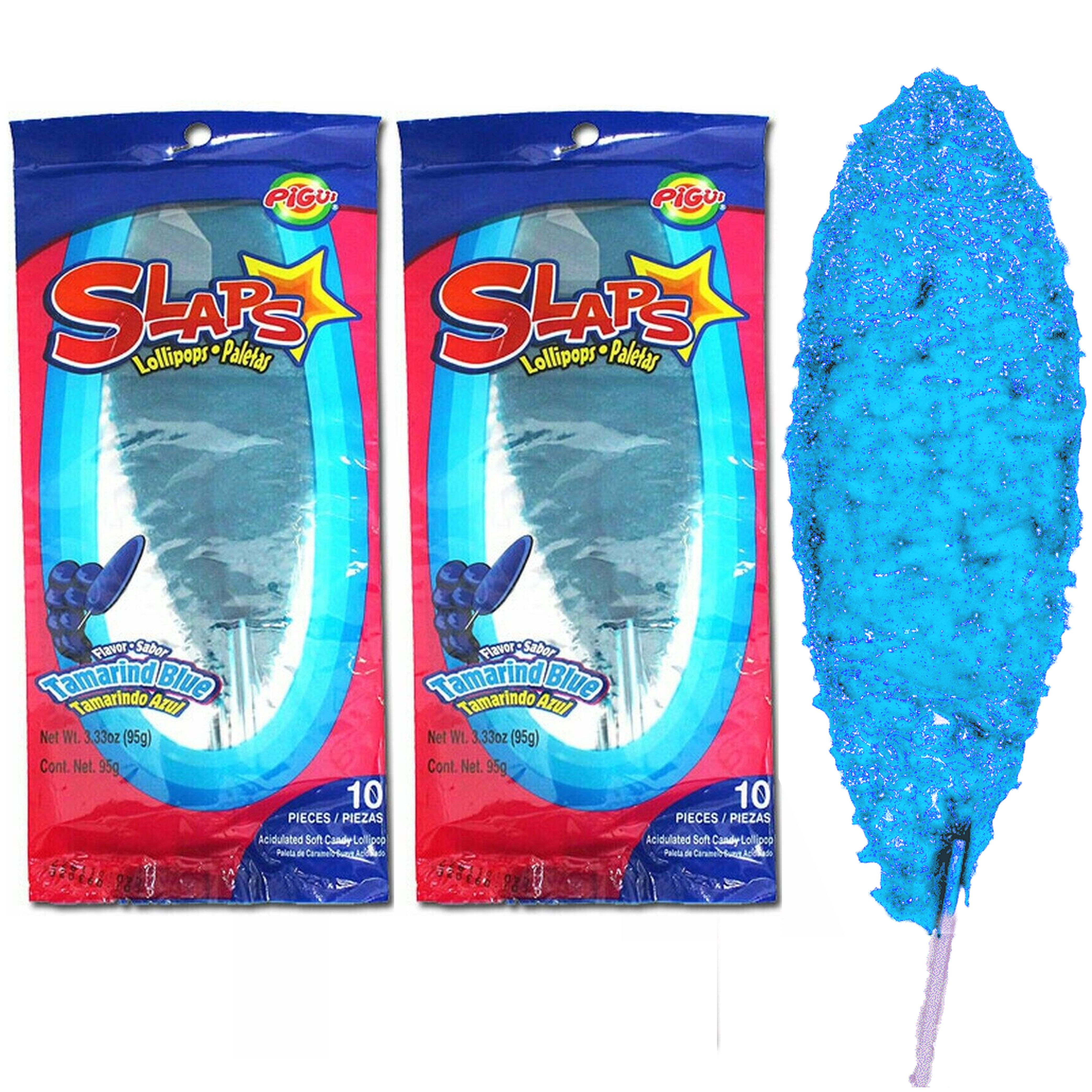 20 Pc Mexican Lollipops Pigui Slaps Tamarind Blue Flavor Paletas Fruit ...