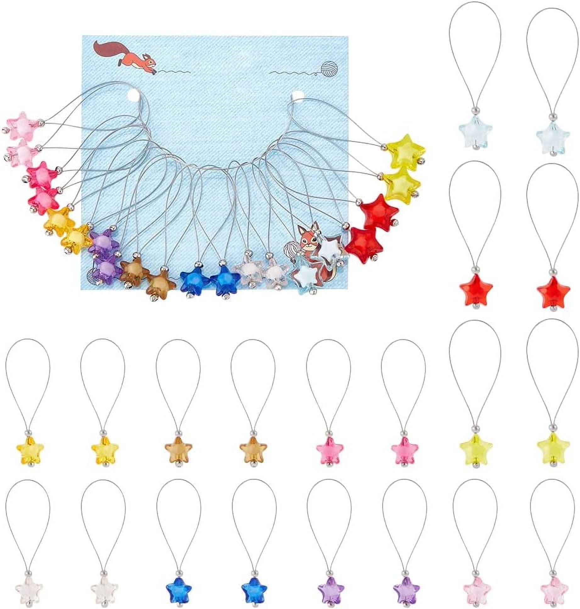 20 Pcs 10 Colors Star Transparent Stitch Markers Acrylic Crochet Stitch ...